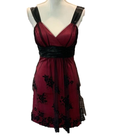 Steppin' Out | Dresses | Steppin Out Red Dress With Black Tulle Overlay ...